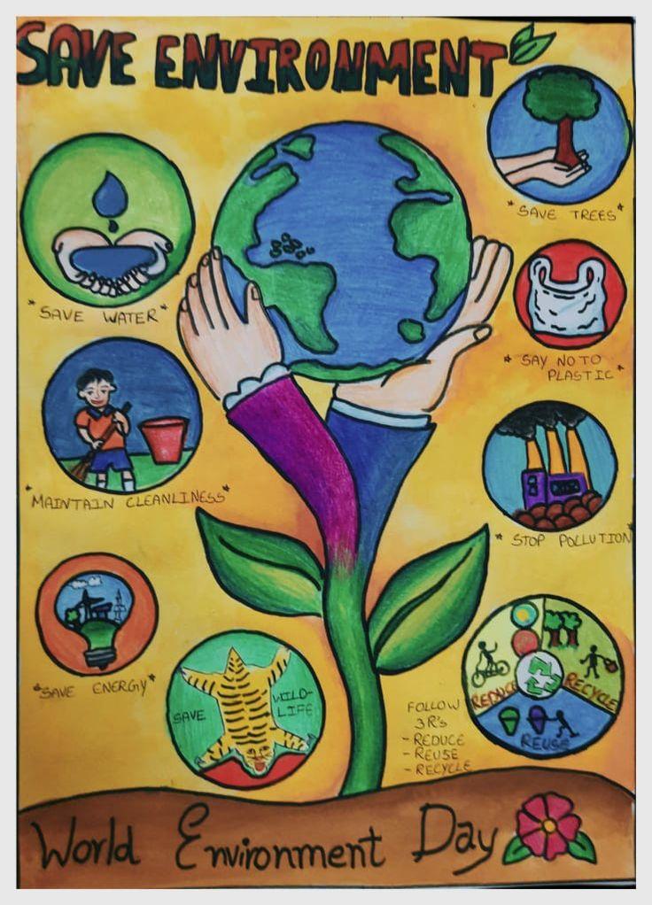 Krish Tyagi - Poster drawing on save earth #Earthvist